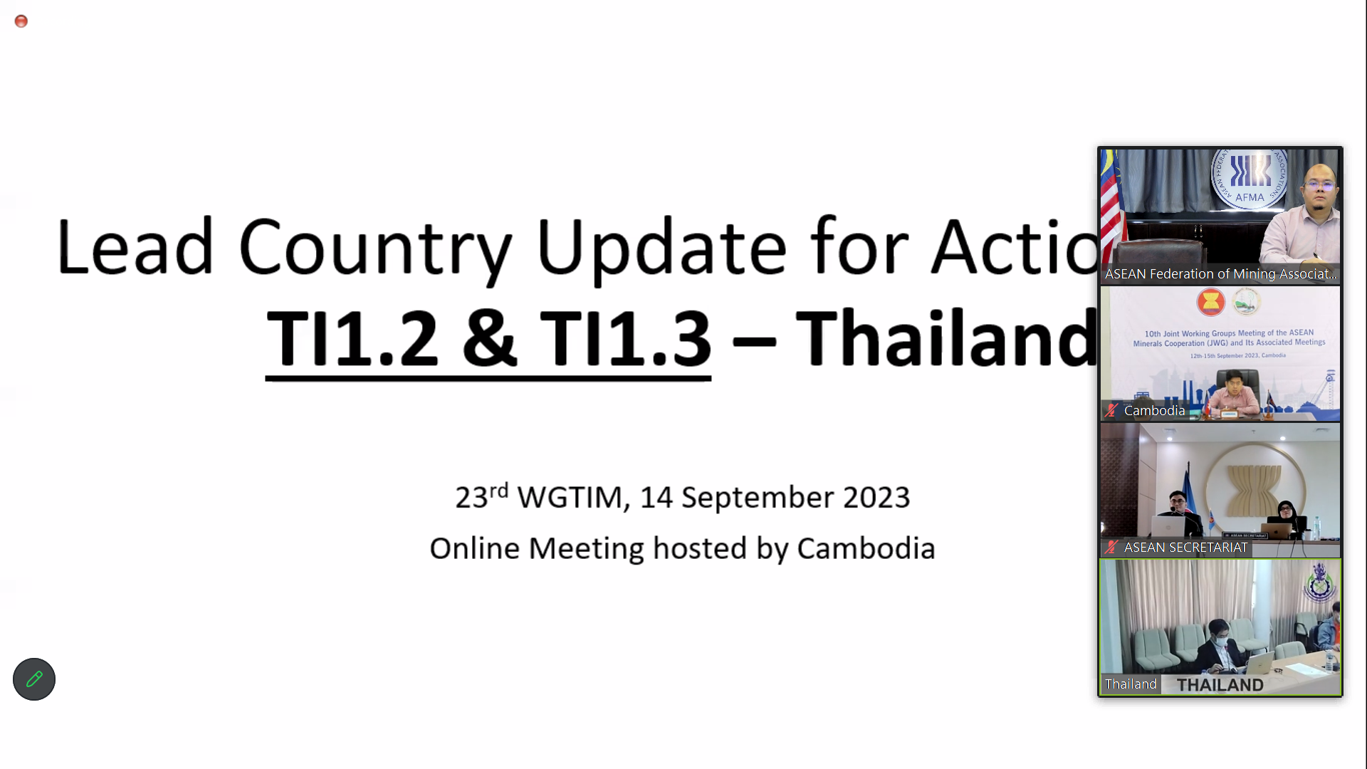 10th ASOMM Joint Working Groups (JWG) Meeting (14 September 2023 ...